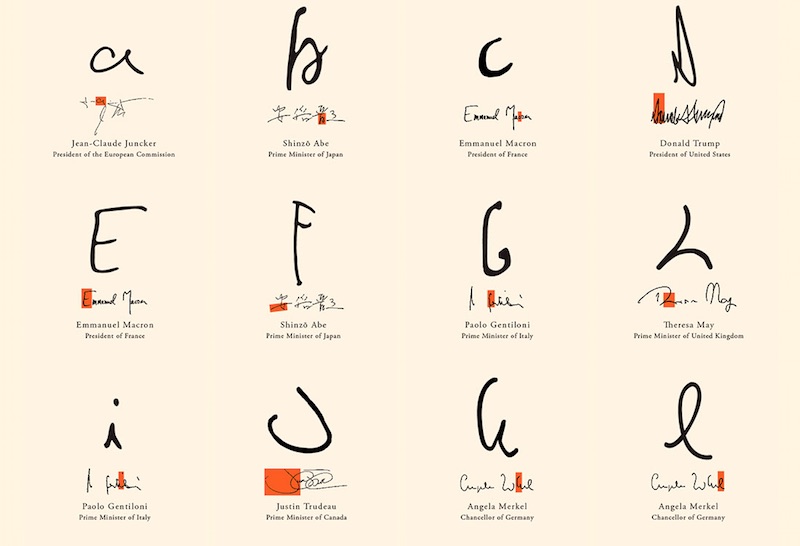G7に出席する世界のリーダーたちのサインから作られたフォント「The Most Powerful Font」 | mifdesign_antenna